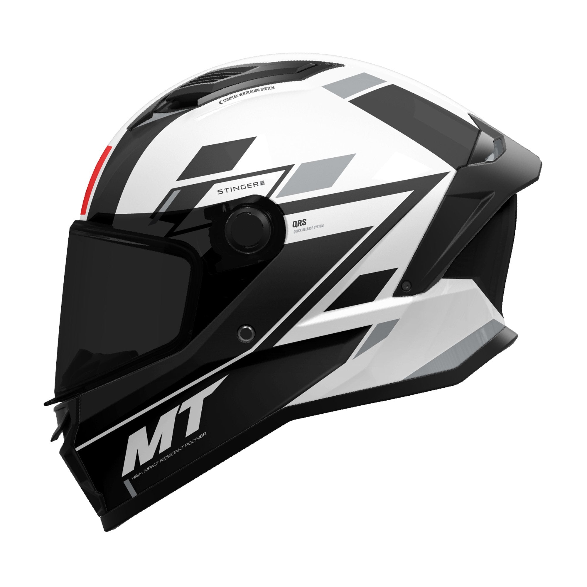 MT Stinger 2 Zivze Motorcycle Full Face Helmet - Gloss Black/White ...