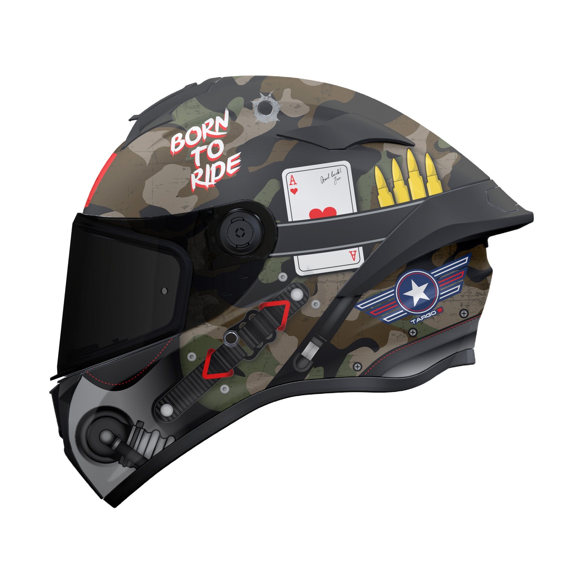 MT Targo S Patton Motorcycle Full Face Helmet - Matt Green Camo – Riderwear