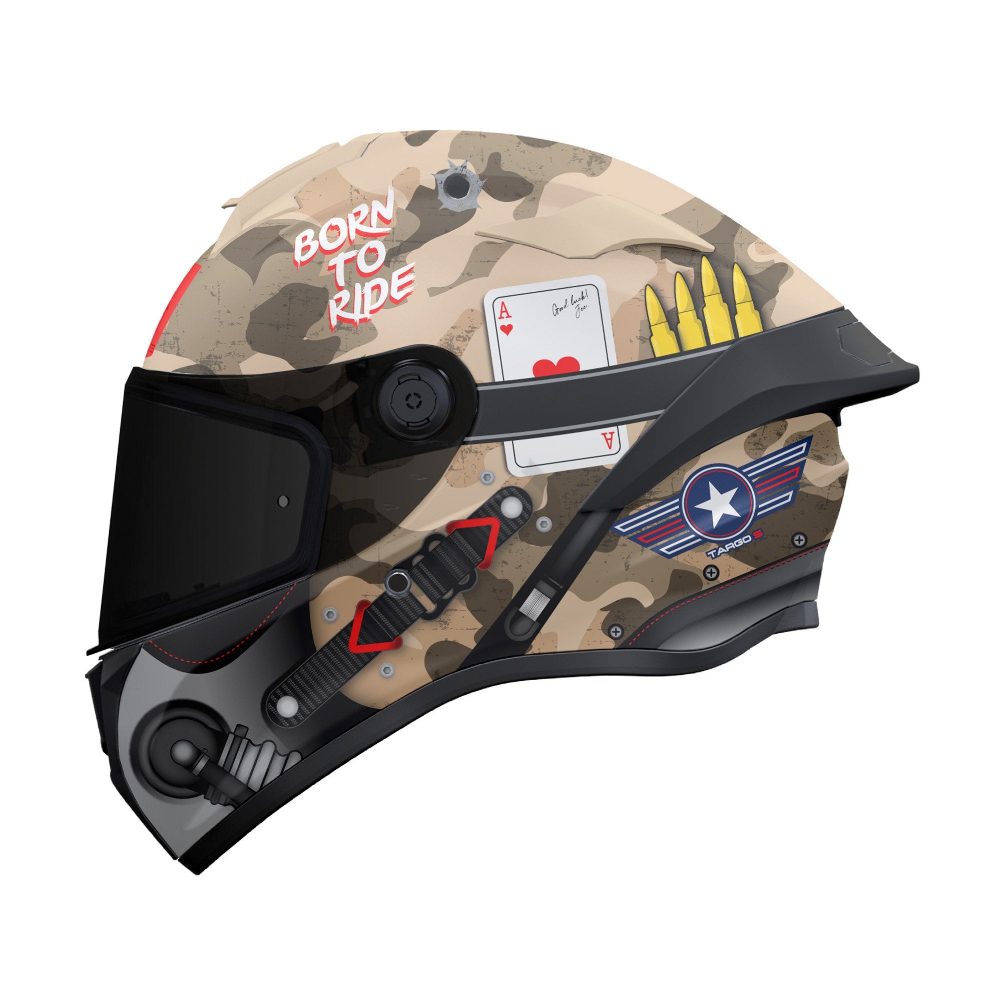 MT Targo S Patton Motorcycle Full Face Helmet - Matt Sand Camo – Riderwear