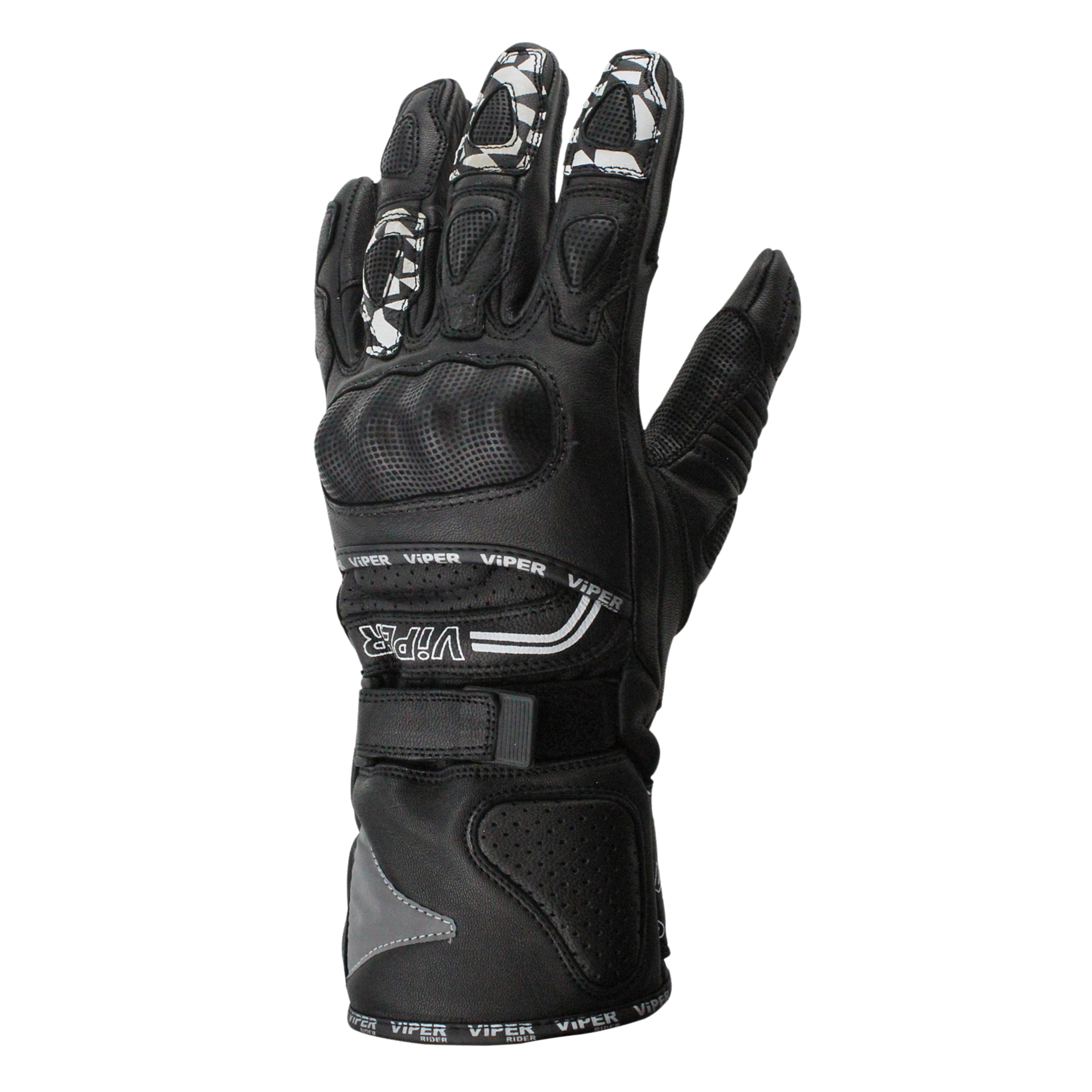 ViPER Leather Premium Track Glove Fury Pro CE Approved Black White ...