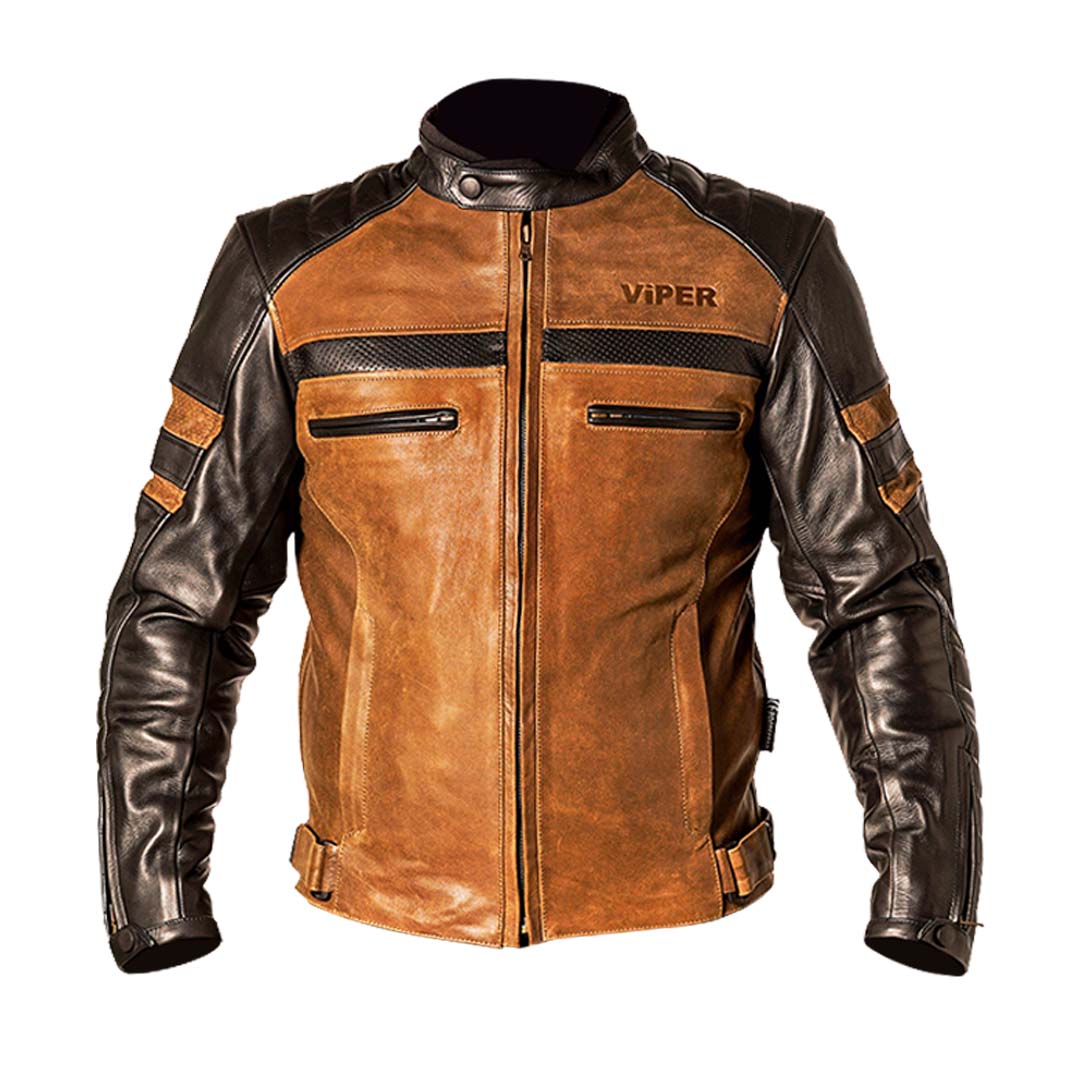 ViPER Pier Leather Jacket Black/Brown – Riderwear